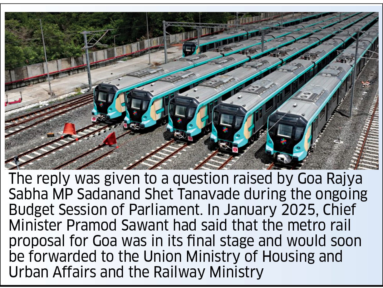 No proposal for rail metro in Goa submitted by state govt: Centre - The ...